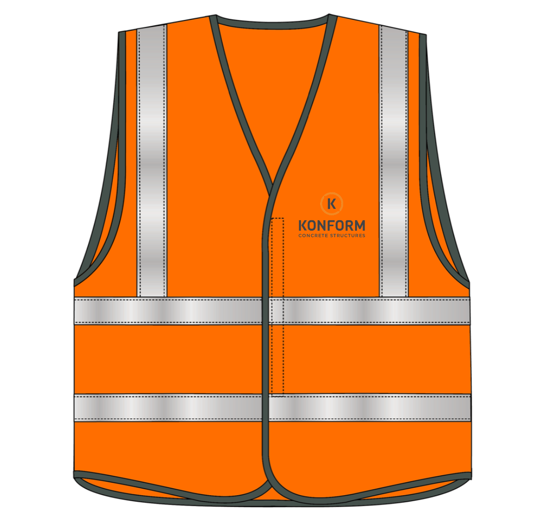 Hi Vis Sleeveless Vest Orange - Printed Konform Concrete Structures ...