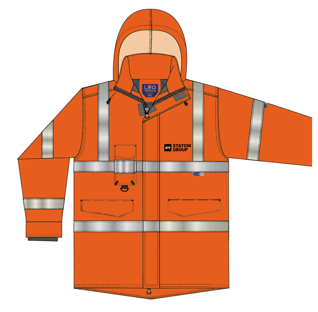 Hi Vis Site Jacket Orange - Printed Statom FLB + Statom 2 Rear Logos ...