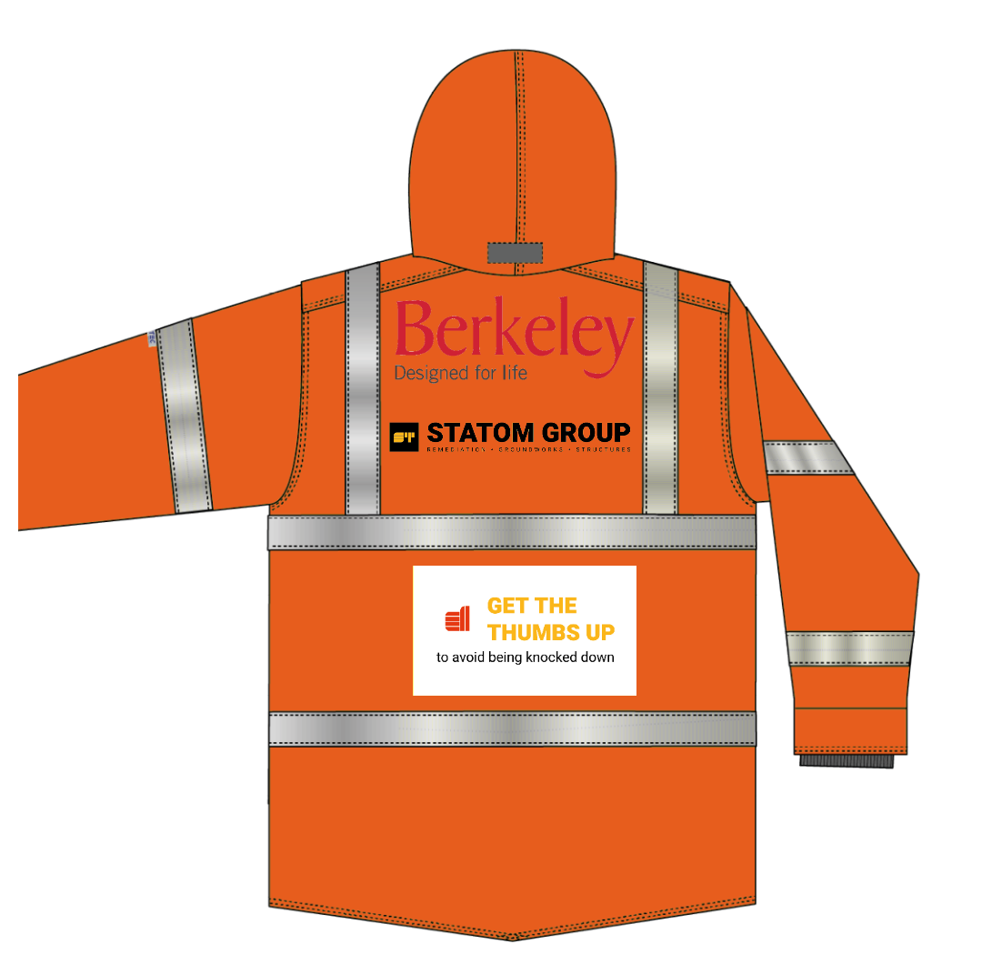 Hi Vis Site Jacket Orange - Printed Statom FLB + Statom 2 Rear Logos ...