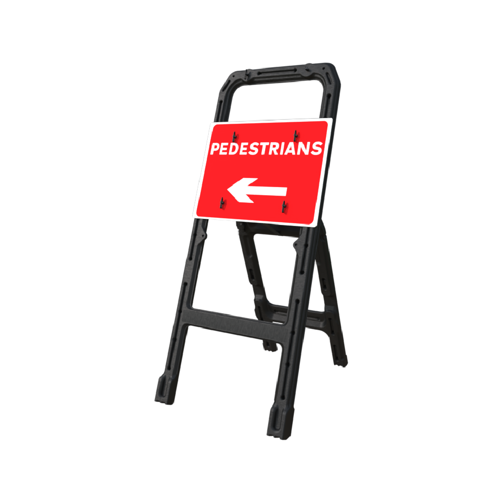 Pedestrians Left Q-Frame Sign | 600x450mm Rectangle