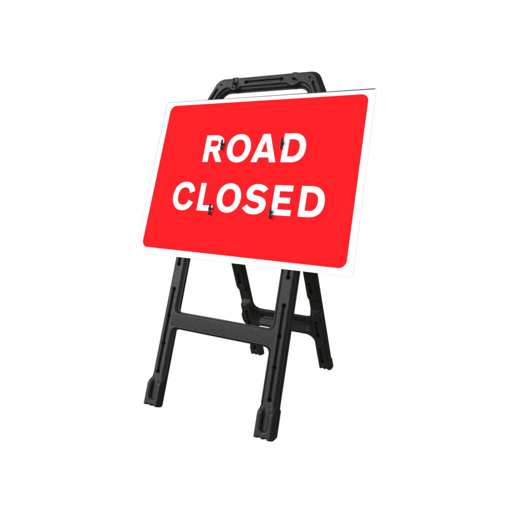 RA1 Plastic Quick Fit Frame & Sign - 1050x750mm Rectangle - Road Closed