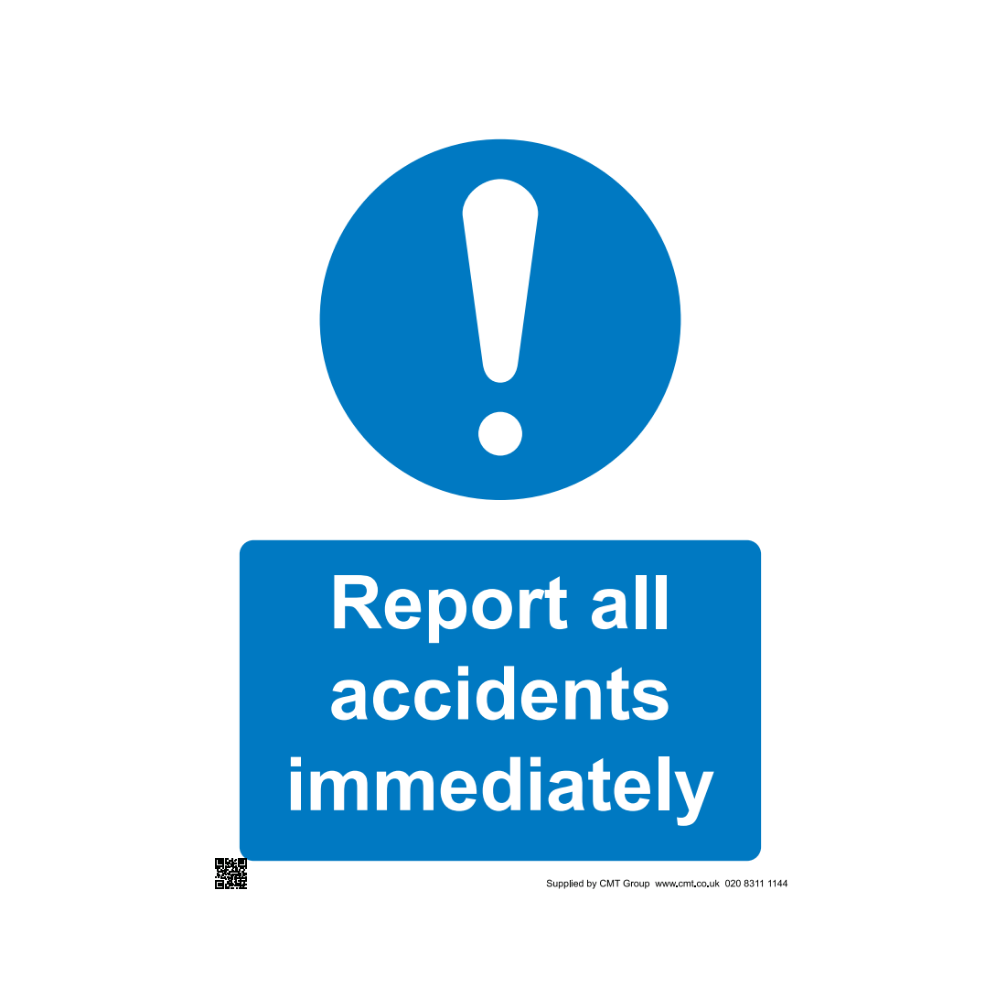 Site Safety Sign - 6mm Correx - Report all accidents immediately ...