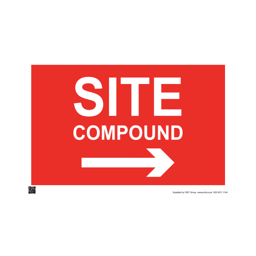 Site Sign - 3mm Correx - 420x594mm - Site compound arrow right