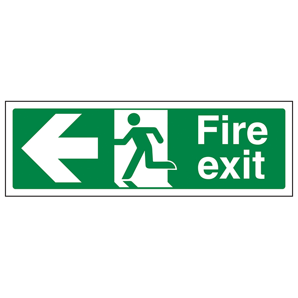 Fire Exit Arrow Left Safety Sign - PVC - 150mm x 450mm | CMT Group