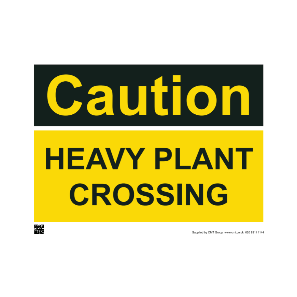 Safety Sign Caution heavy plant crossing 297x420mm A3 - 3mm Correx