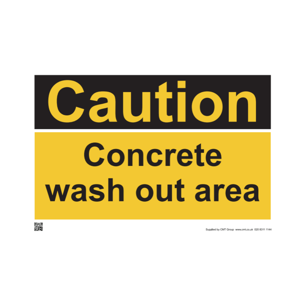 Safety Sign Caution concrete wash out area 210x297mm A4 - 3mm Correx