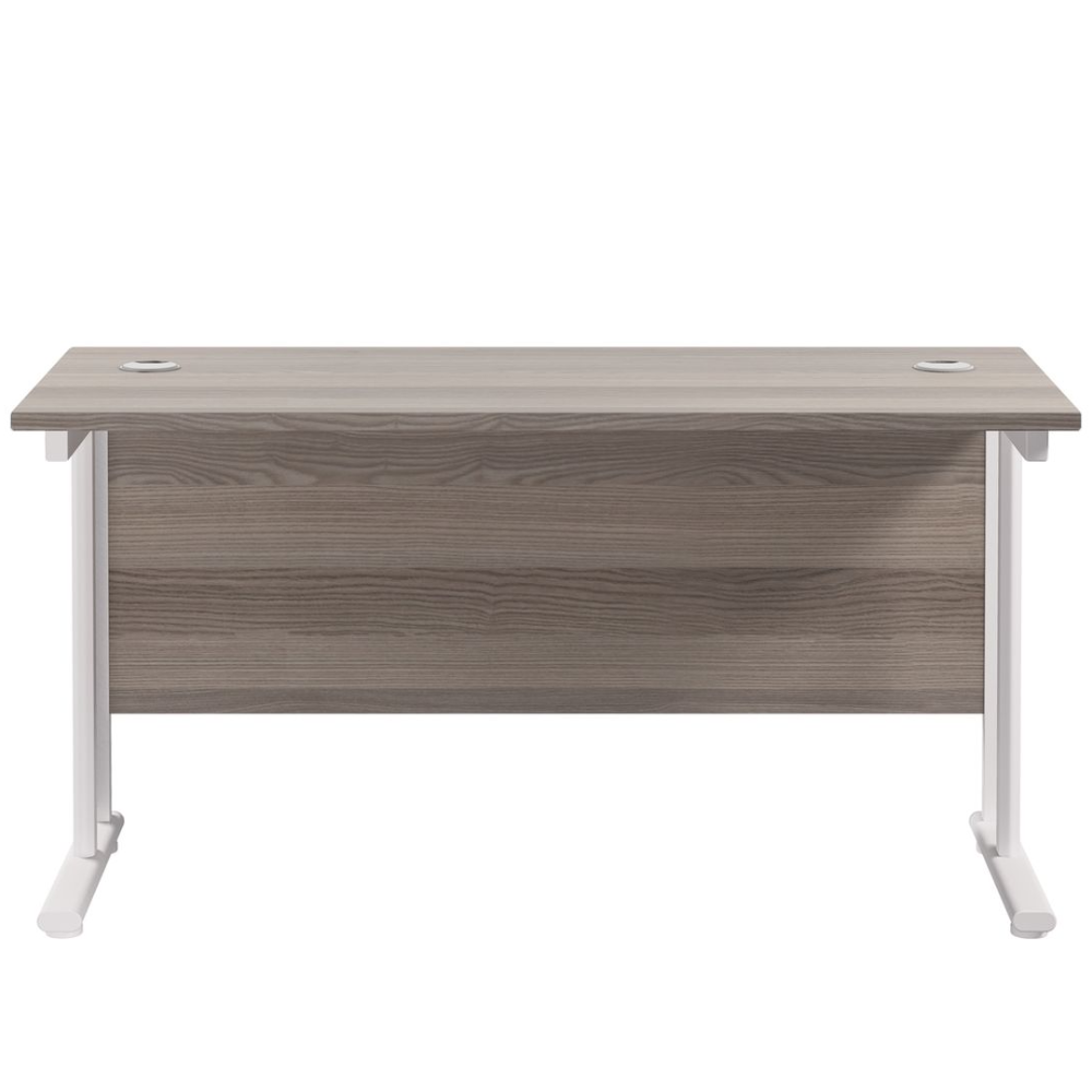 Twin Leg Rectangular Desk - Grey Oak