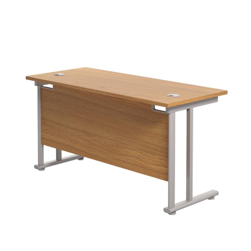 Twin Leg Rectangular Desk - Nova Oak