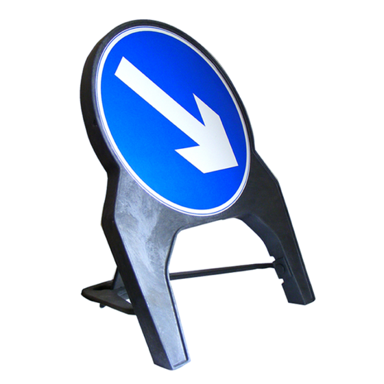 Keep Right Blue Arrow Q-Sign | 750mm Circle