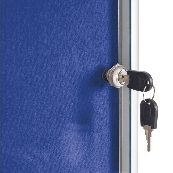 Loackable Blue Felt Lockable Noticeboard - Internal
