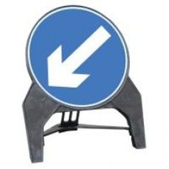 Keep Left Blue Arrow Q-Sign | 750mm Circle