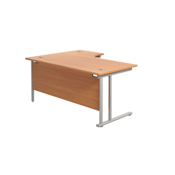 Twin Leg Left-Angle Corner Desk 1600mm Wide - Beech
