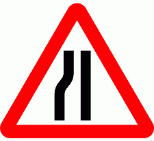 Road Narrows Left Q-Sign | 750mm Triangle