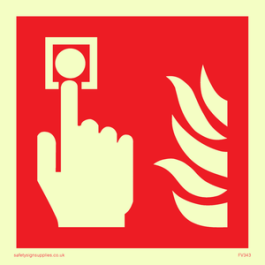 Vinyl Photoluminescent Sticker - 100mm x 100mm - Fire alarm call point ...