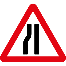 Road Narrows Left Metal Road Sign - 750mm