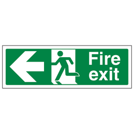 Fire Exit Arrow Left Safety Sign - PVC - 150mm x 450mm | CMT Group