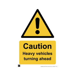 Safety Sign Caution heavy vehicles turning ahead 420x594mm A2 - 3mm Correx